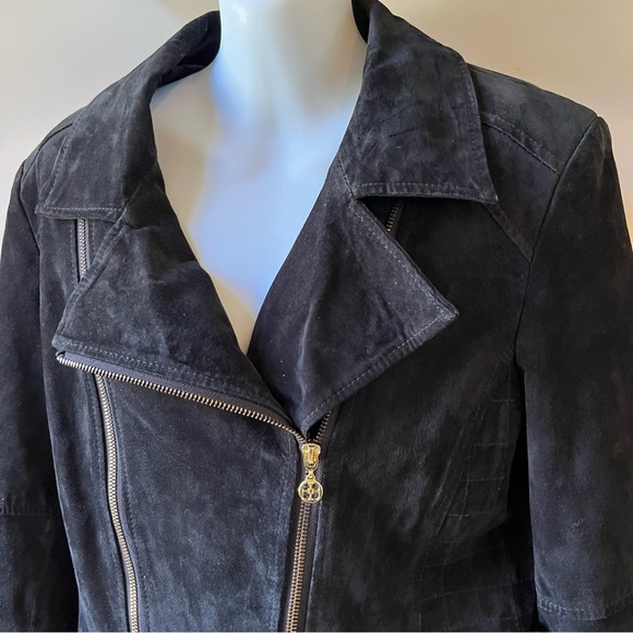 IMAN | Jackets & Coats | Iman Black Suede Leather Moto Jacket Large ...